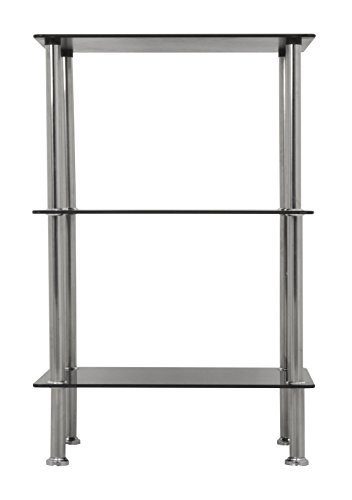 AVF S33-A Small 3 Tier Shelving Unit in Black Glass & Chrome