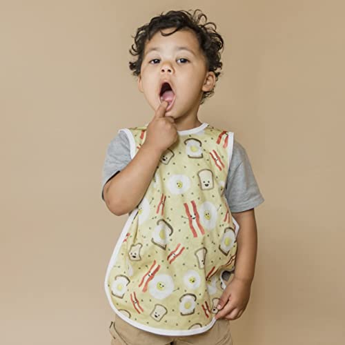 BapronBaby Eggs & Bacon Bapron - No Neck Tie Safer Bib for Baby & Toddler - Soft Waterproof Stain Resistant - Machine Washable - Sz Baby/Toddler 6m-3T