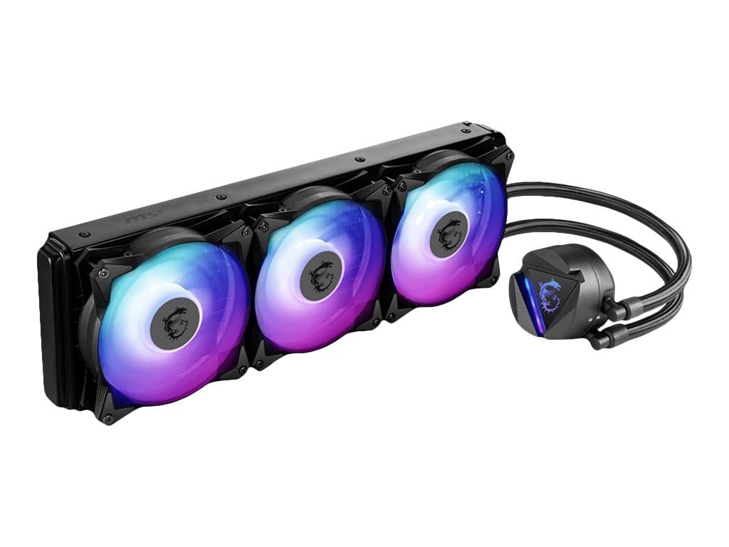 MSI MAG CORELIQUID 360R V2 AIO CPU Liquid Cooler - Rotatable ARGB Blockhead, Integrated Radiator Pump, Split-Flow Water Cooling, Evaporation-Proof Tubing, Easy to Install - AMD & Intel Compatible