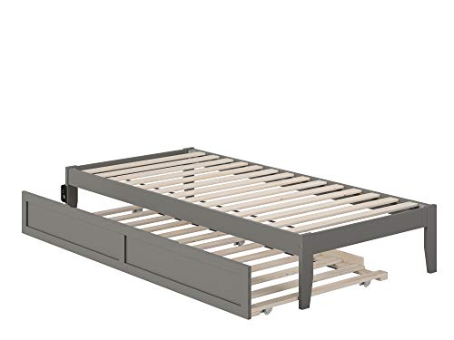 AFI, Colorado Bed with USB Turbo Charger and Twin Extra Long Trundle, Twin Extra Long, Grey