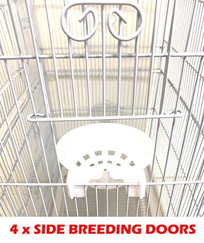 62" Rolling Bird Cage Canary Parakeet Cockatiel Lovebird Finch Perch with Stand (White, with Toy)