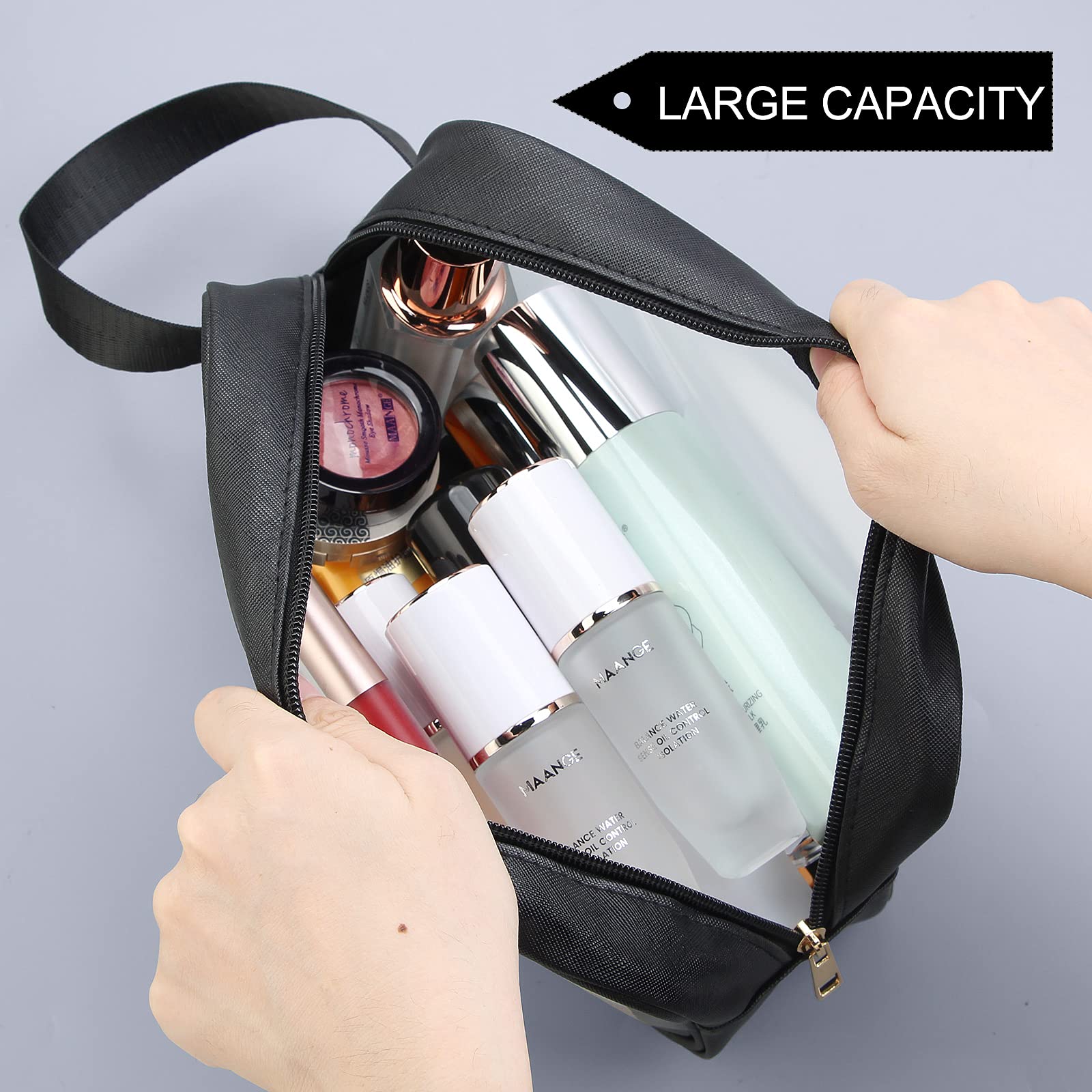 MAANGE Toiletry Bag for Women Men, Translucent Waterproof Makeup Cosmetic Bag Travel Organizer for Accessories, Toiletries