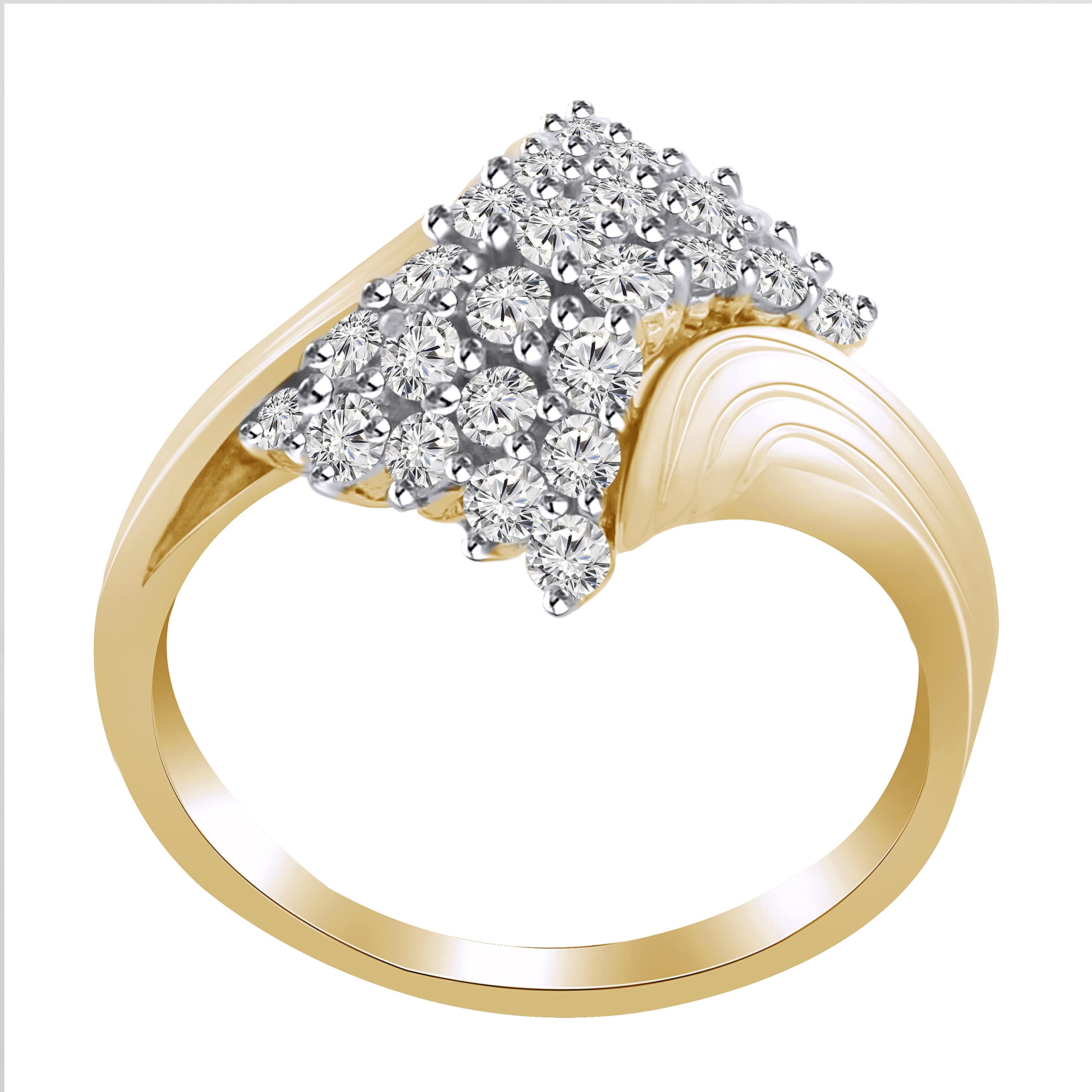 0.67 Ctw Round Cut Diamond 14k Yellow Gold Over Cluster Engagement Ring_US-9