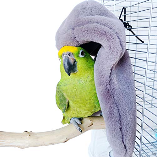 QBLEEV Cozy Corner Fleece Bird Blanket,Parrot Cage Snuggle Hut Cuddle Nest Hanging Toy,Small Animals Shelter Covers Plush Bedding for Parakeet Cockatiel Lovebirds Pigeon Eclectus