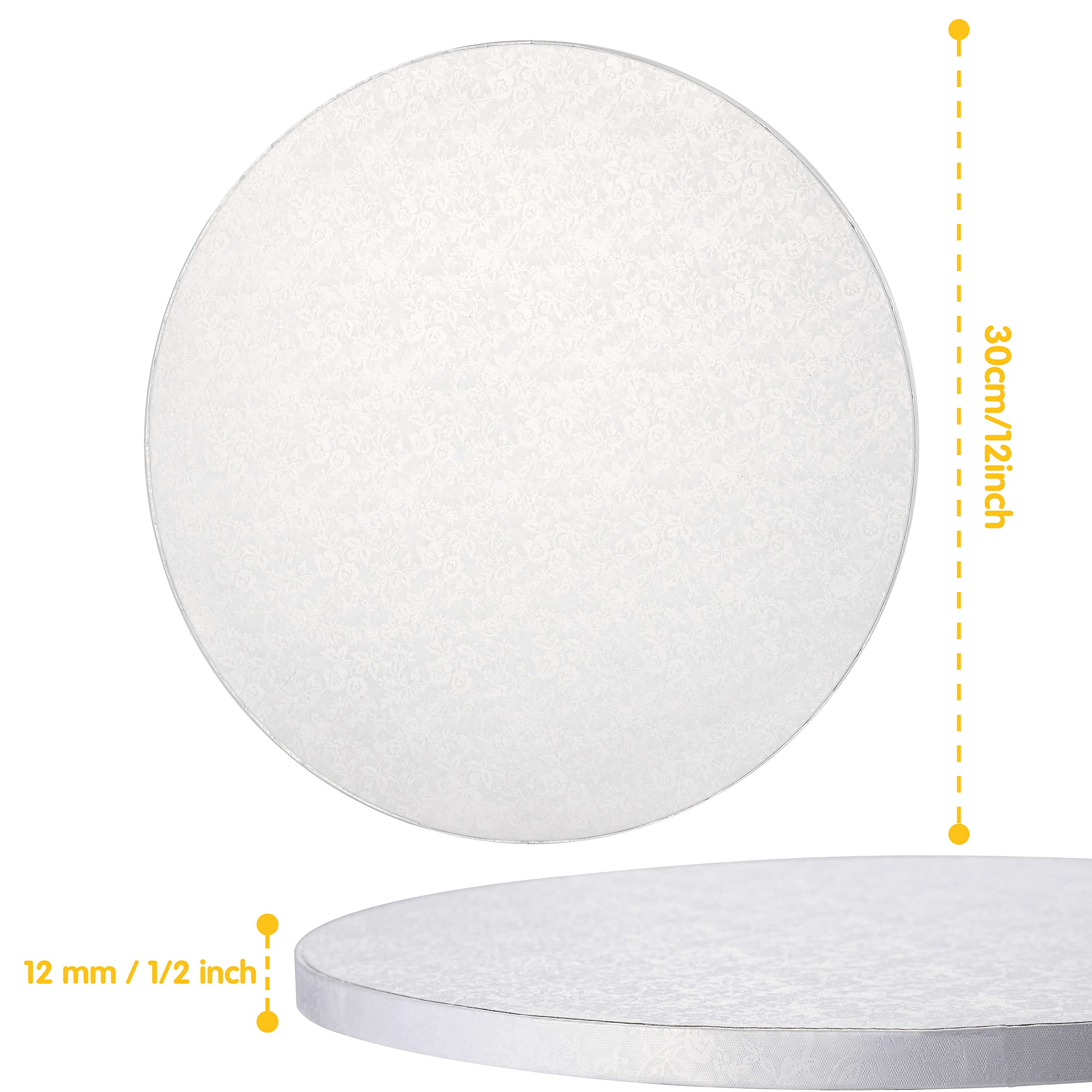 12 Inch Cake Drums Board Round White 1/2 Inch Thick Cake Boards Sturdy, Grease Resistant for Birthday Wedding Multi-Tiered Party Cake Drum Boards