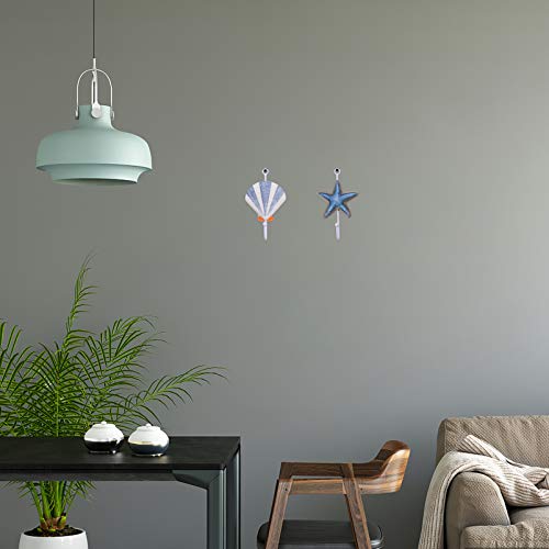 Cabilock 2Pcs Mediterranean Wall Hooks Clothes Hooks Sea Shell Coats Hat Key Rack Towels Hangers Nautical Decorative Hooks for Home Bedroom Beach Coastal Ornaments