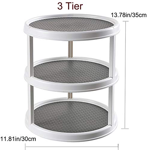 12 inch Diameter Turnable Lazy Susan Spice Rack Organizer for Large Cabinet, Kitchen Dining Table Refrigerator Bathroom Organization (Gray)
