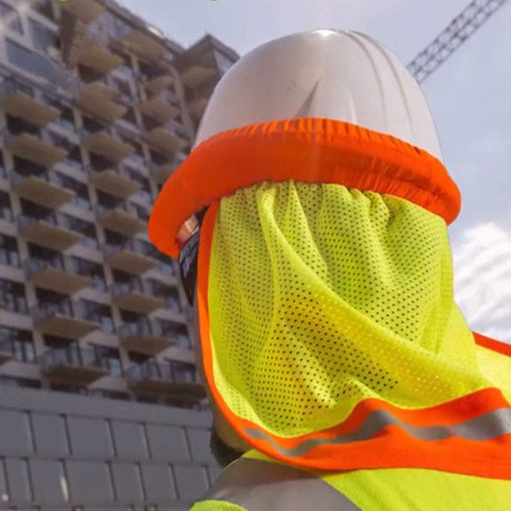 2 Pack Hard Hat Sun Shade Neck Shield, Minelife Full Brim Mesh Neck Sunshade Hard Hat Accessories for Hardhats, High Visibility, Reflective(Yellow)