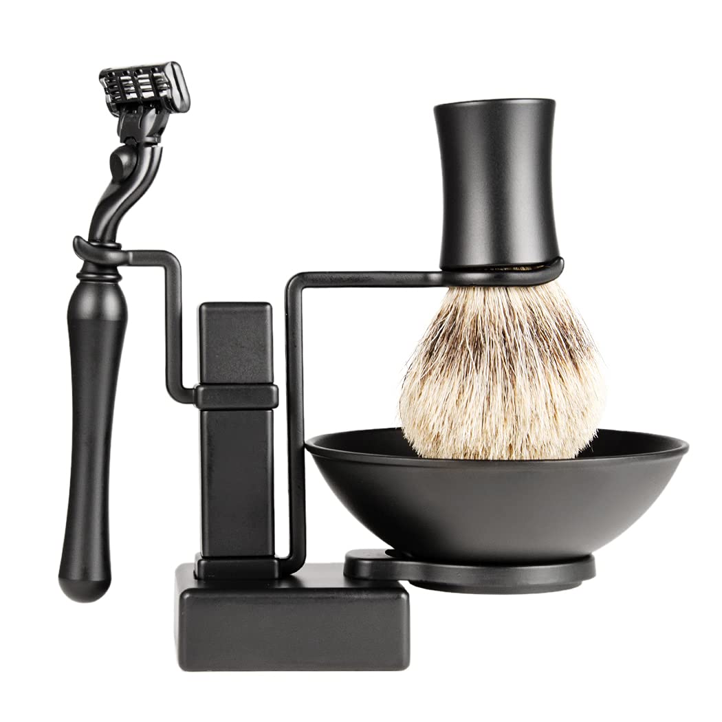 Grandslam Shaving Kit for Men, Safety Razor, Shaving Brush,Soap Cream and Stand, Stainless Steel Bowl Kit Gift Set