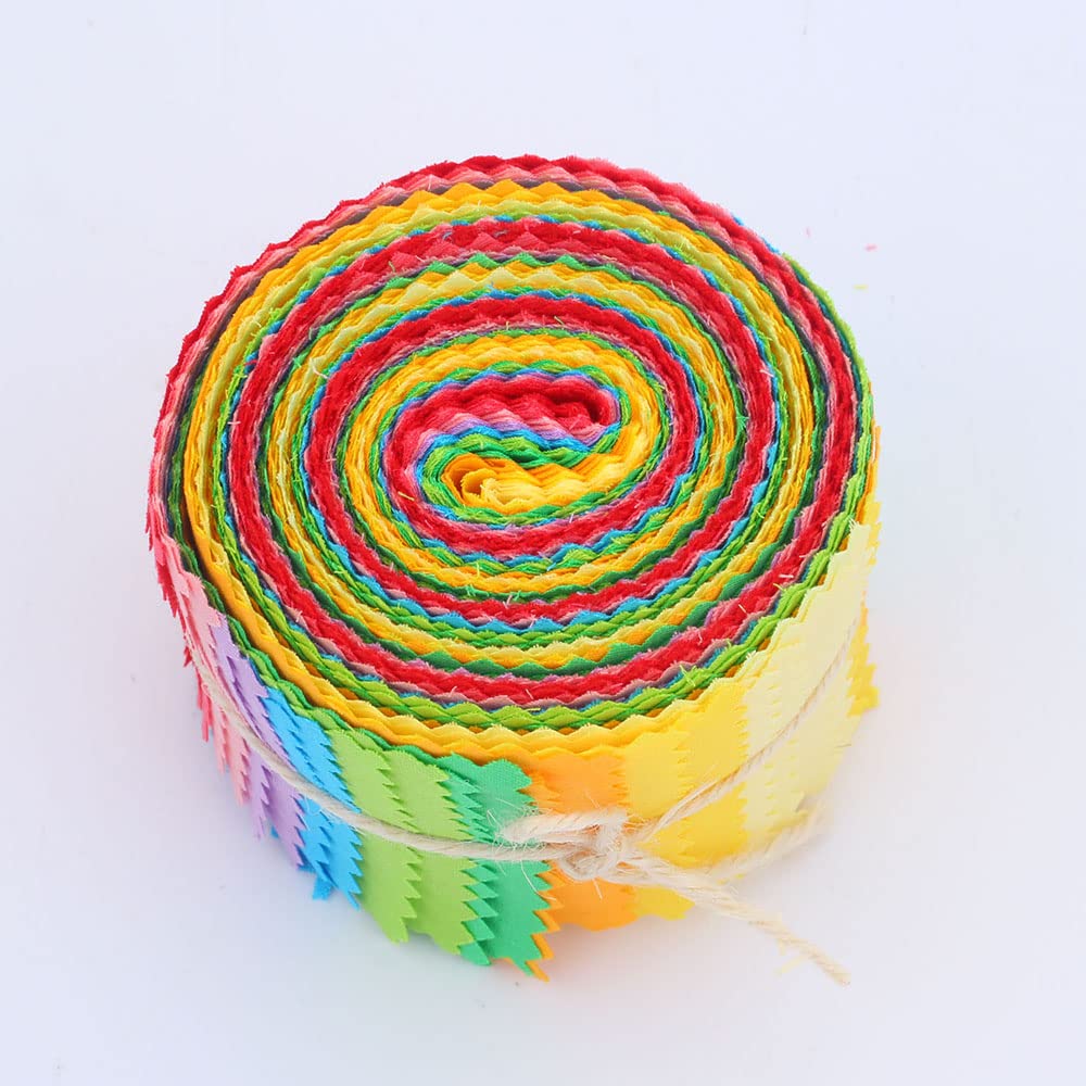 100% Cotton Bright Rainbow Jelly Roll Fabric 20 Pieces 2.4-inch Strips Quilting Fabric (Solid Color 20PCS)