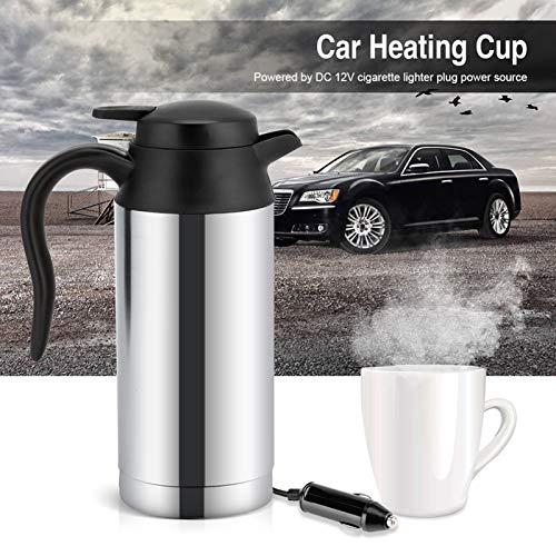12v Car Kettle Water Boiler, 750ml Stainless Steel Car Heating Cup Electric Kettle for Car Travel Kettle Water Warmer Coffee Mug for Car
