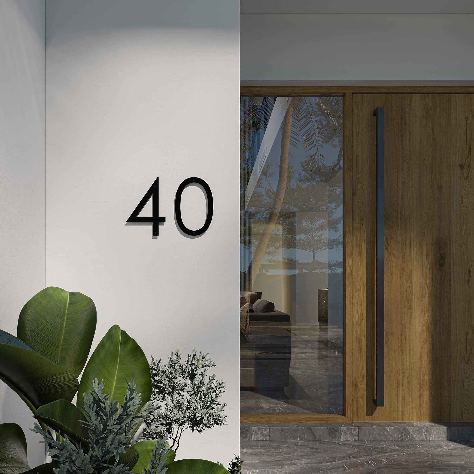 12 Inch Modern Floating House Numbers for Outside | Large Metal House Numbers for Outdoors | Black Coated Rust-Proof Home Address Numbers/Plaques | Metal Numbers
