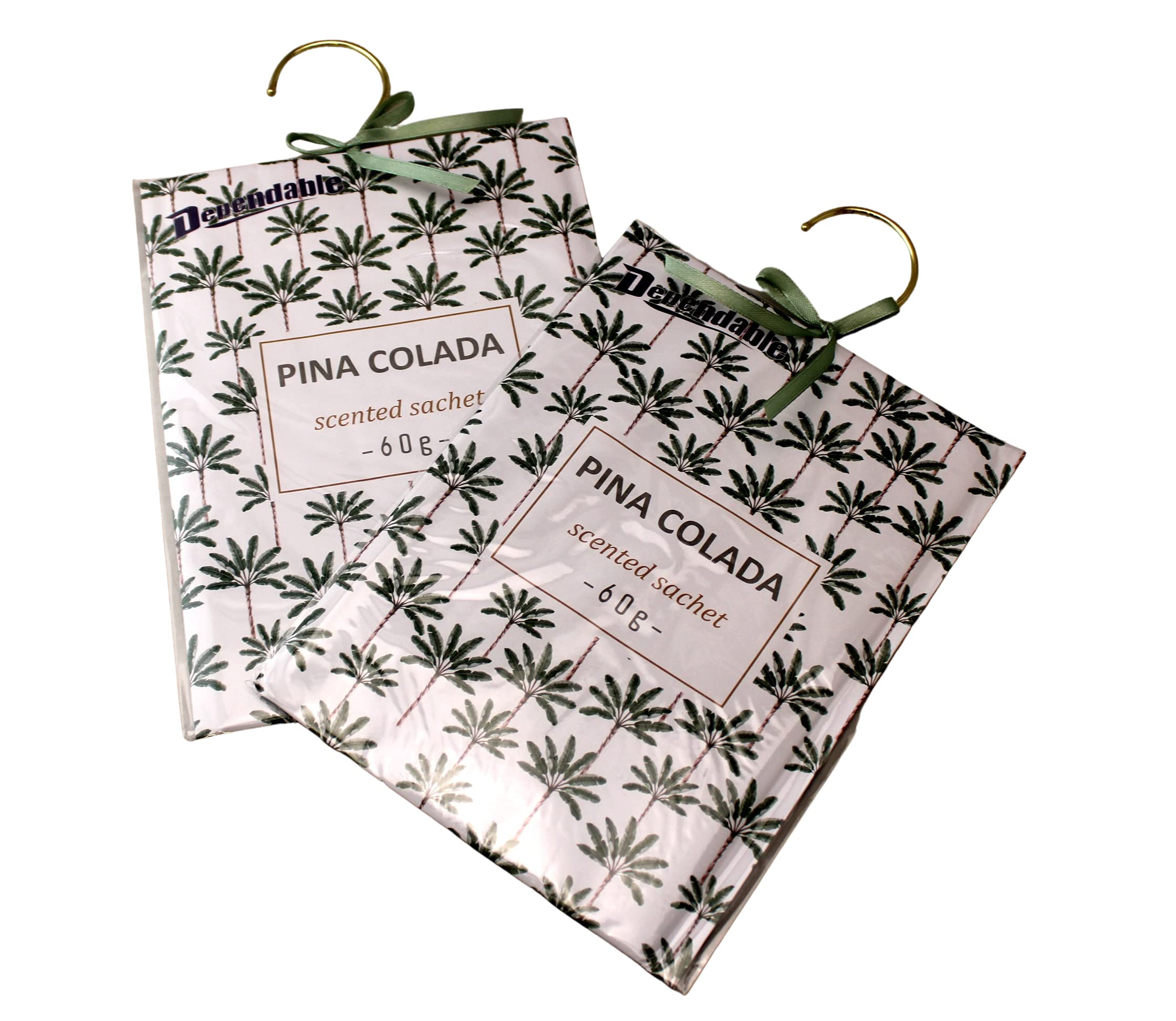 2 Pack Large Hanging Closet Sachet 9" x 6.75" with Metal Hanger and Bow (Pina Colada)