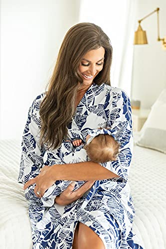 Baby Be Mine Mommy & Me Delivery Robe with matching Baby Receiving Gown & Hat Set (L/XL pre pregnancy 12-18, Serra)