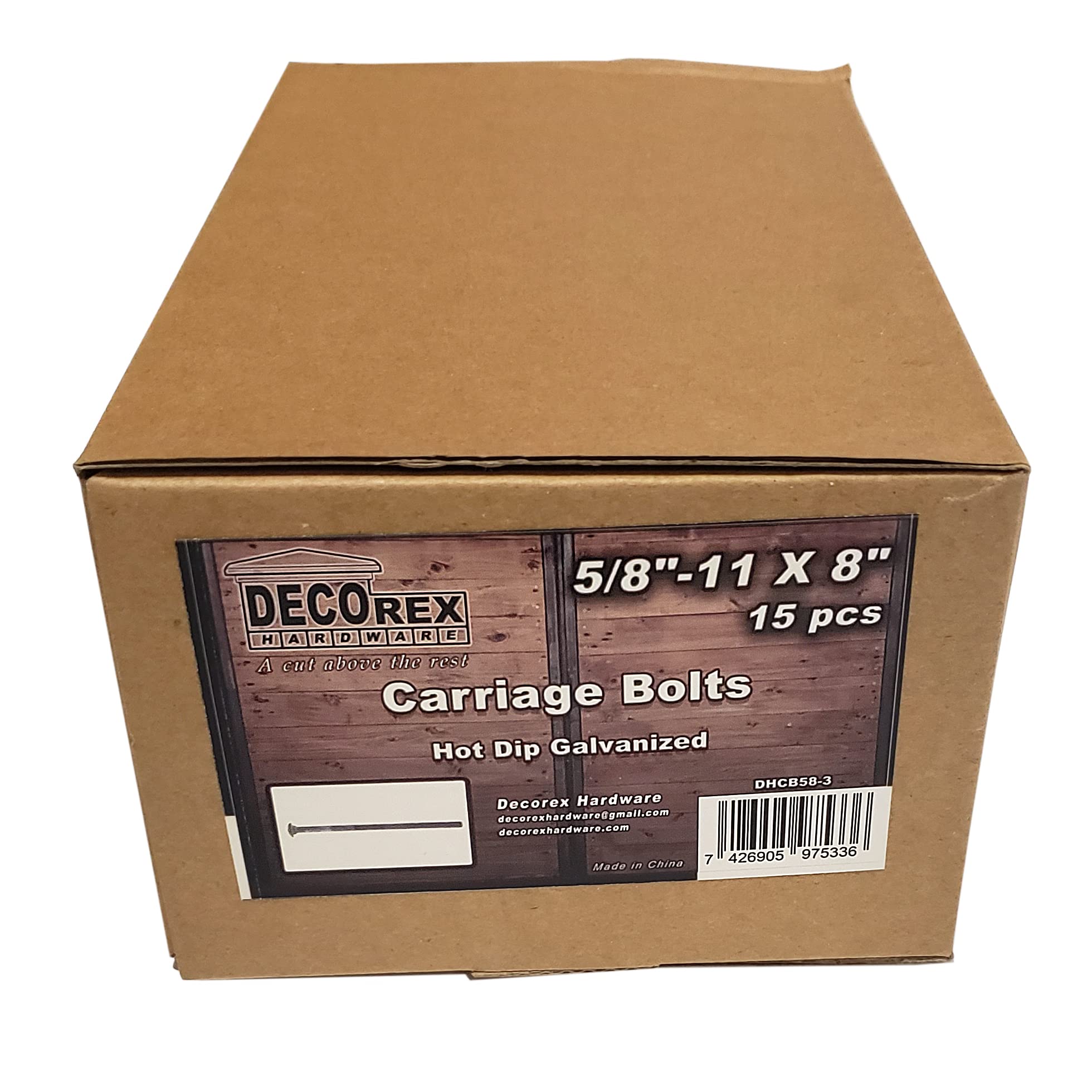 5/8" - 11 x 8 Carriage Bolt | Round Head | Hot Dip Galvanized | 15pcs Box