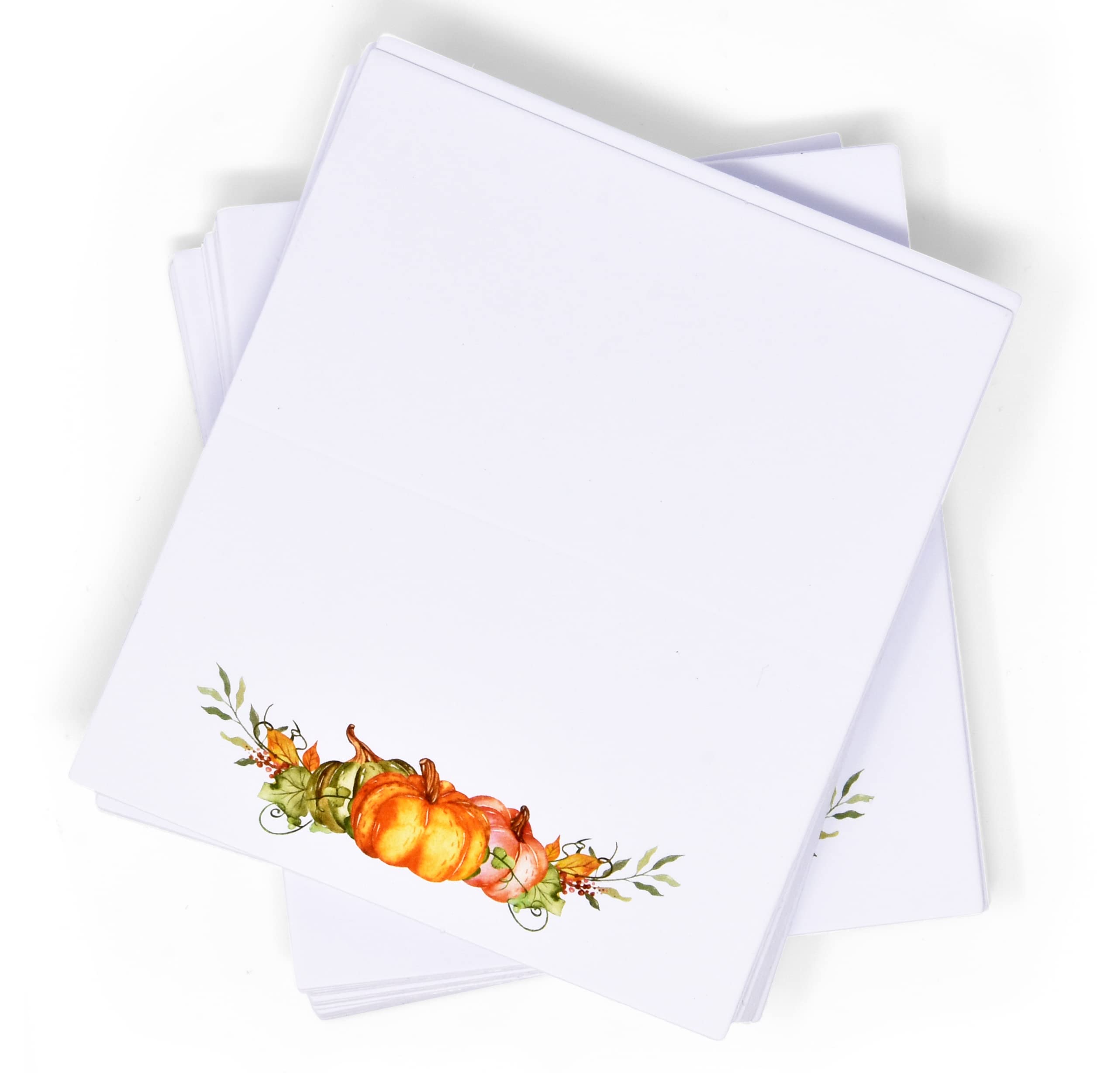 100 Pack Thanksgiving Place Cards with Pumpkins and Fall Leaves Seating Harvest Name Card Table Setting Folded Paper Autumn Tent Cards for Dinner Wedding Tables Placement Party Decorations 2" x 3.5"