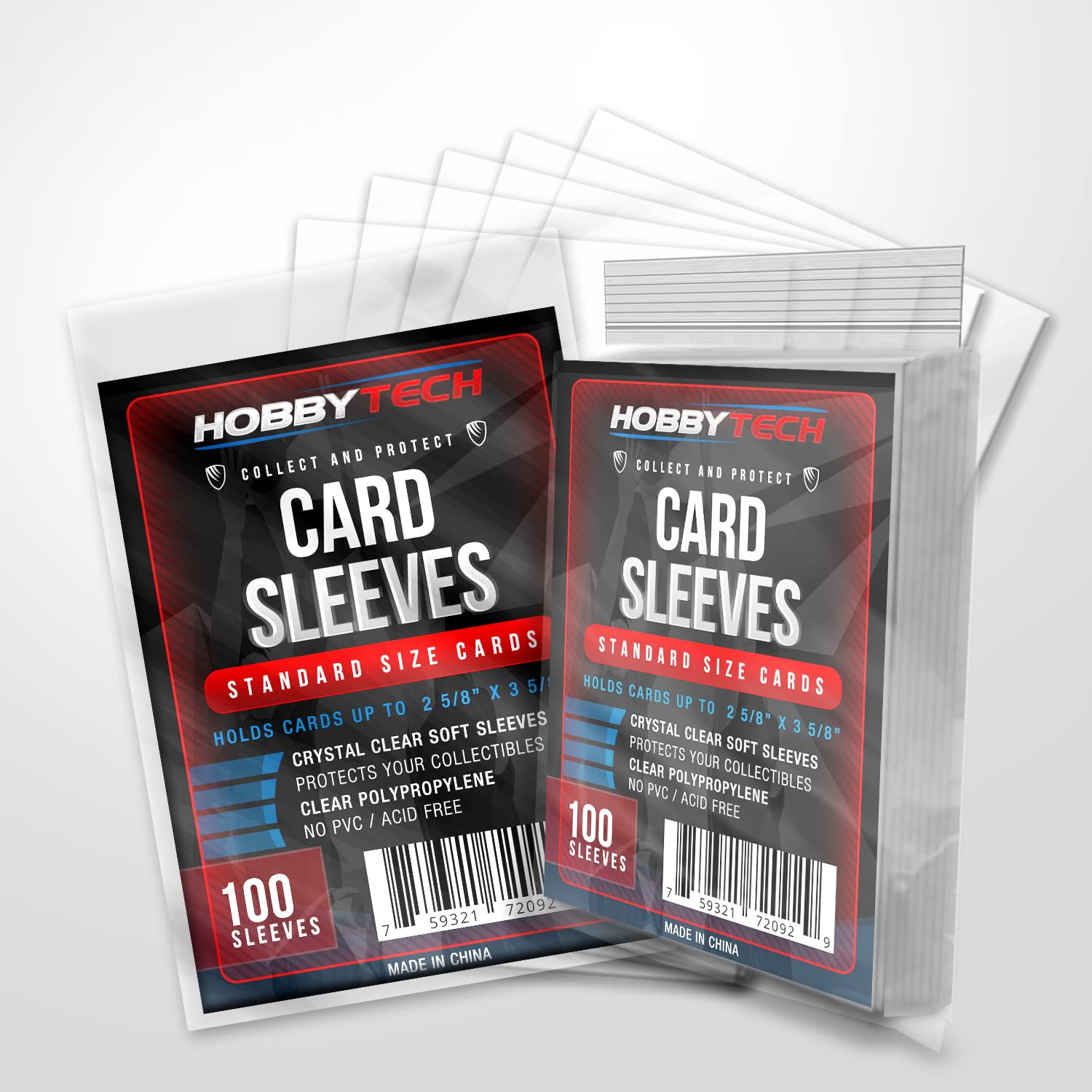 100 Pcs Standard Size Card Sleeves - Premium Penny Sleeves for Sports Cards, TCG, MTG - Protect Your Collectibles with HOBBYTECH (1 Pack)