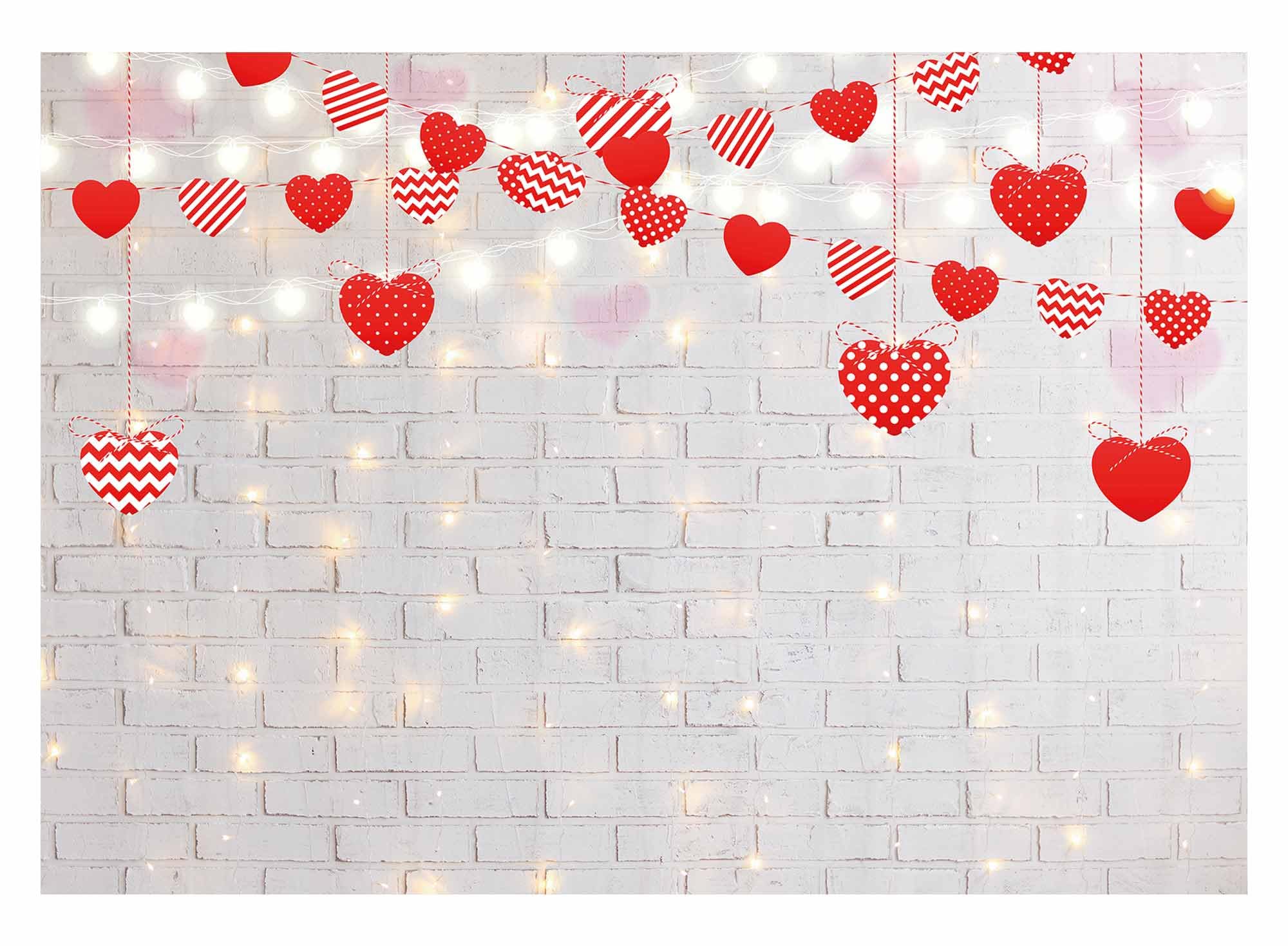 Allenjoy 82" x 59" Love Sweet Heart Valentine's White Brick Wall Backdrop Photography Glitter Mother's Day Baby Bridal Shower Kid Birthday Party Decor Banner Background Photo Booth Prop