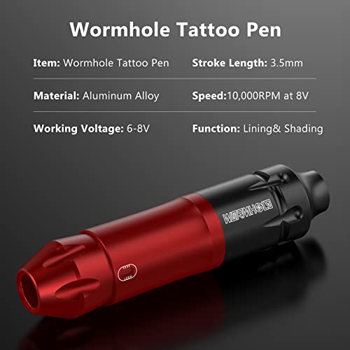 Wormhole Tattoo Kit Tattoo Gun Kit Rotary Tattoo Machine for Tattoo Beginners with Power Supply, Foot Pedal, Cartridge Needles, and Ink Caps Tattoo Pen Machine Kit Black&Red
