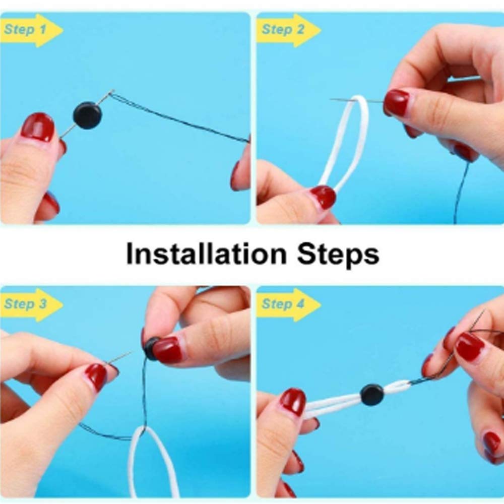 100Pcs Cord Locks for Mask, Silicone Rope Toggles for Drawstrings, Fixed and Removable Rope Cord Lock Buckle, Adjustable Elastic Cord Non-Slip Stopper Adjuster, Suitable for Adults and Kids (Black)