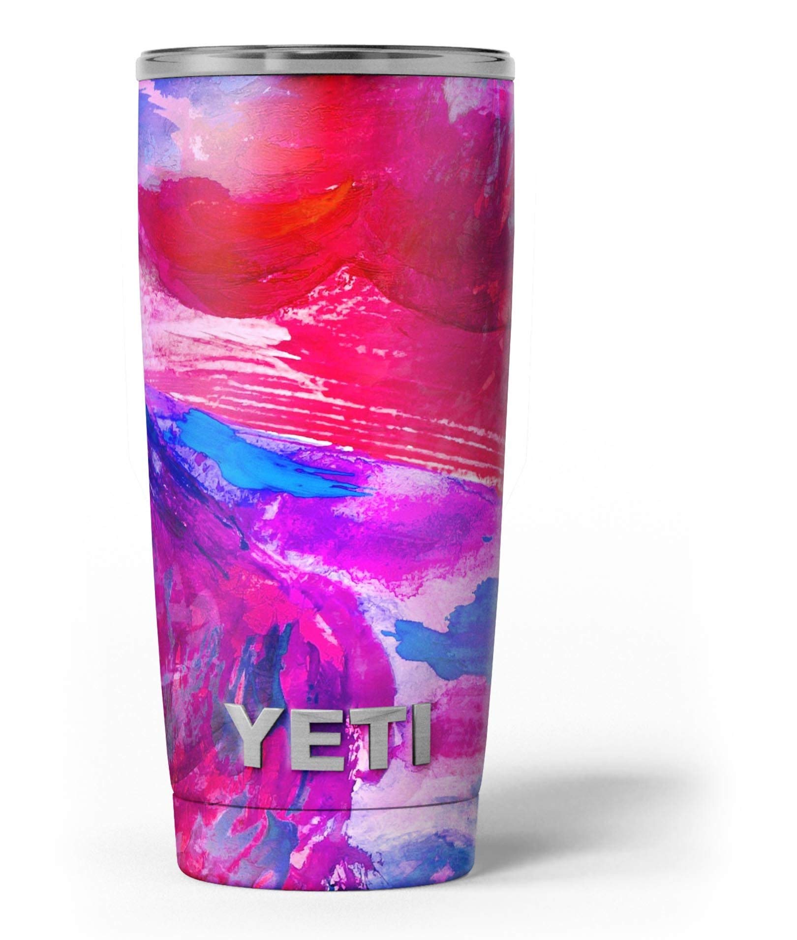 Design Skinz Splatter Blue and Red Oil - Skin Decal Vinyl Wrap Kit Compatible with The Yeti Rambler Cooler Tumbler Cups