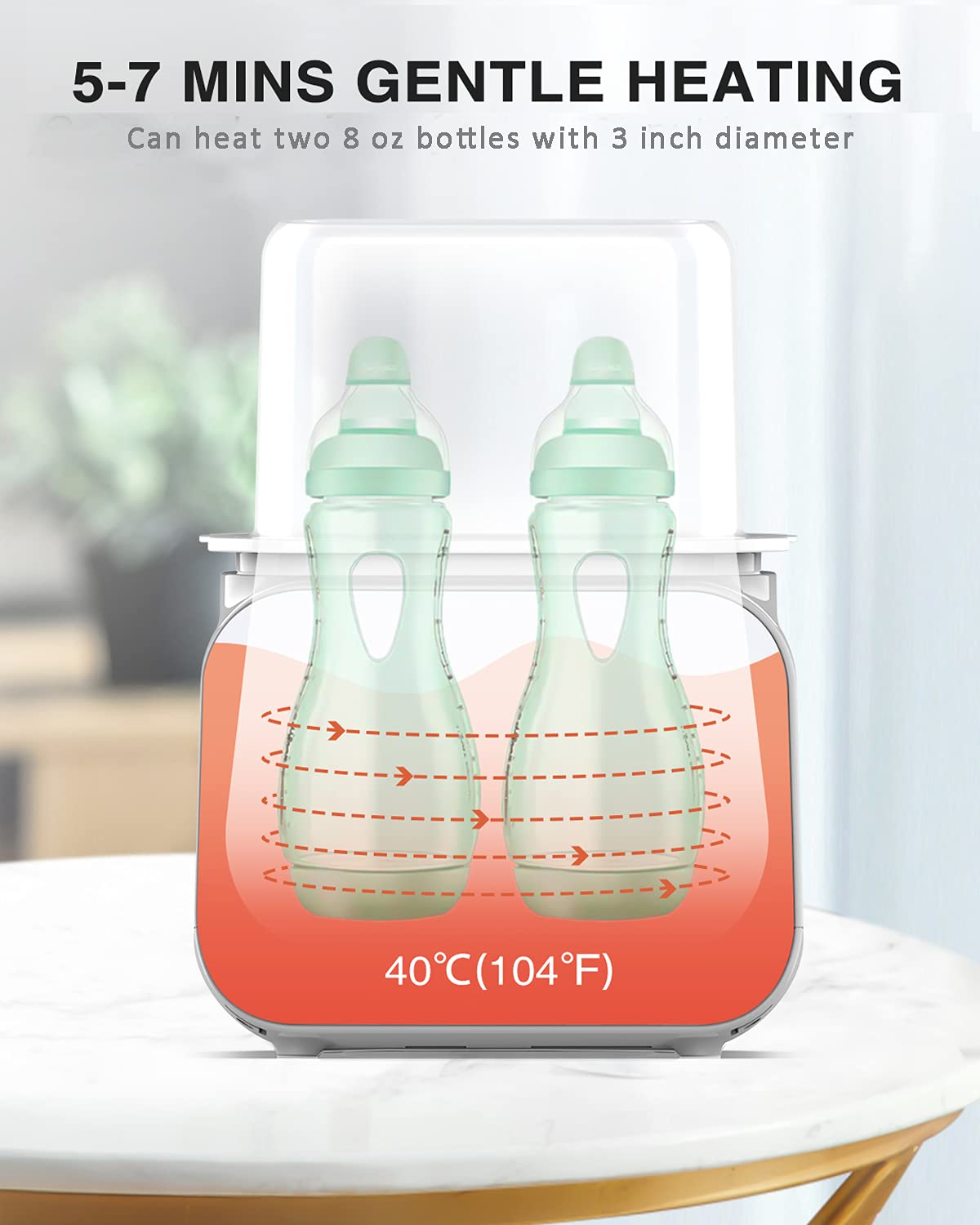 Baby Bottle Warmer, Double Bottle Warmer for Breastmilk, 6-in-1 Baby Food Heater Defroster, Fast Infant Formula Warmer with Timer for Twins, 24H Temp Control, BPA Free