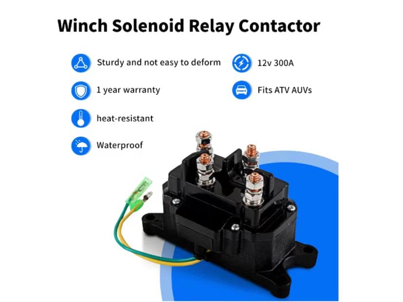 12V Winch Solenoid Relay Contactor & Winch Rocker Thumb Switch Combo with Handlebar Control Kit Compatible with ATV UTV 1500lb-5000lb Polaris 800 1000 63070,62135, 74900, 2875714, 70715 ZJWAQH