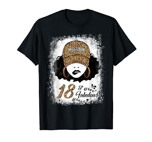 18 Years Old Fabulous Melanin Girl Leopard 18th Birthday T-Shirt