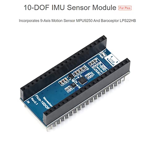 Waveshare 10-DOF IMU Sensor Module for Raspberry Pi Pico Incorporates 9-Axis Motion Sensor ICM20948 and Baroceptor LPS22HB