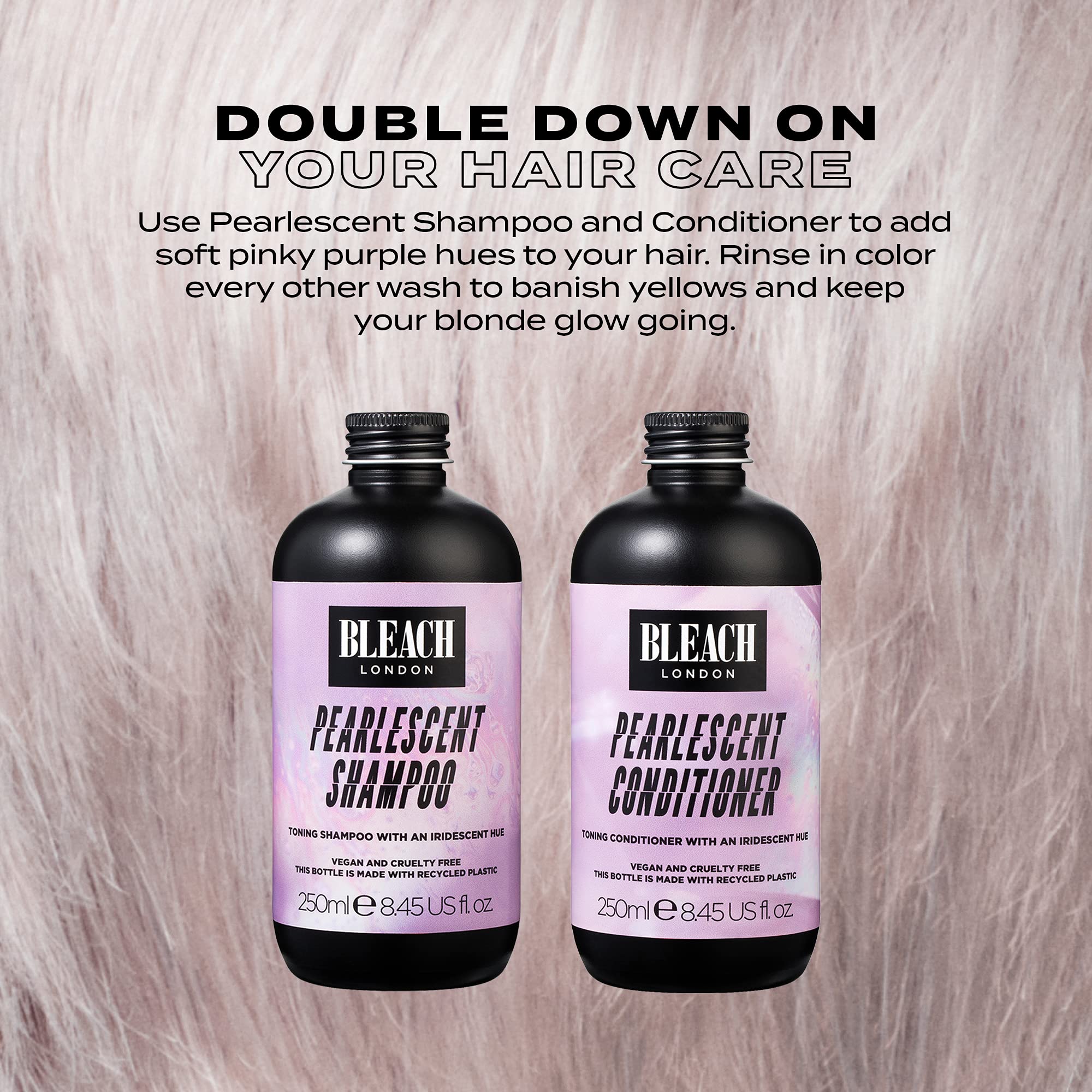 BLEACH LONDON Pearlescent Shampoo - High Pigmented Pink-Purple Rinse, Vegan, Cruelty Free, Color Protected Clean, Color Depositing Formula, 8.45 fl oz