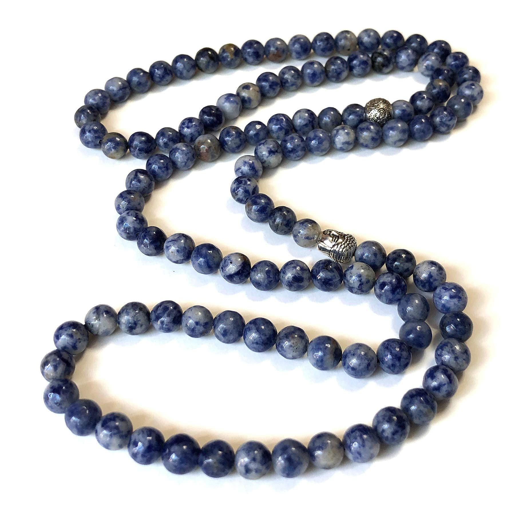108 Bead Sodalite Gemstone 8mm Mala Beads - Yoga Meditation Mala Bracelet Necklace - Intuition Stone