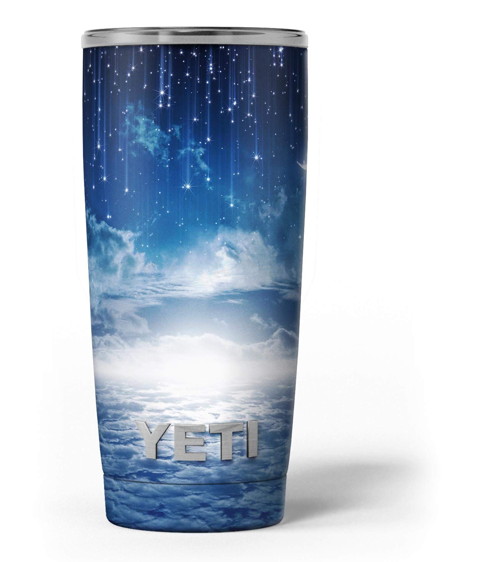 Design Skinz Vivid Blue Falling Stars in The Night Sky - Skin Decal Vinyl Wrap Kit Compatible with The Yeti Rambler Cooler Tumbler Cups