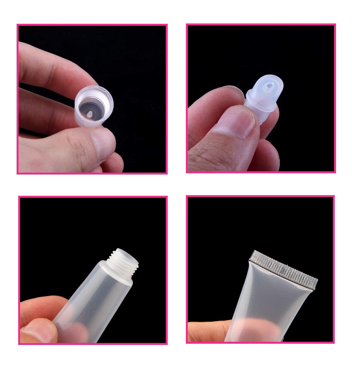 BlingKingdom 6pcs Lip Gloss Tubes 8ml Clear Soft Empty Lip Balm Containers Refillable Mini Cosmetic Tubes for Comestic Makeup and Travel Toiletries