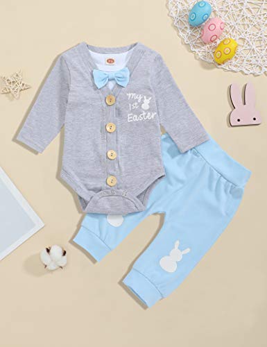 Baby Boy Easter Clothes My First Easter Letter Print Coat+ Bow-Tie T-Shirt Top and Rabbit Pants Baby Boy Easter Outfits