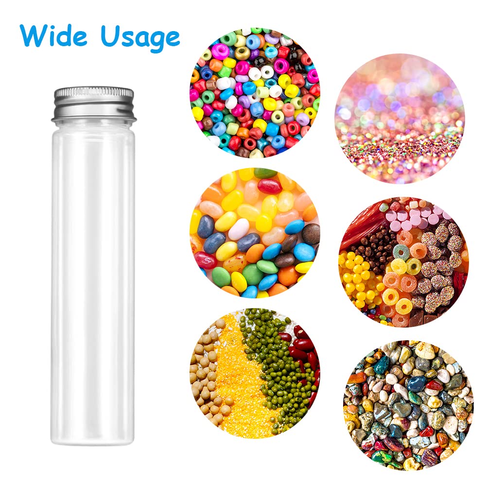 20 Pcs 115ml Test Tubes,Clear Clear Plastic Test Tubes with Caps for Candy,Bath Salts,Spices,Dried Flowers and Party Decor