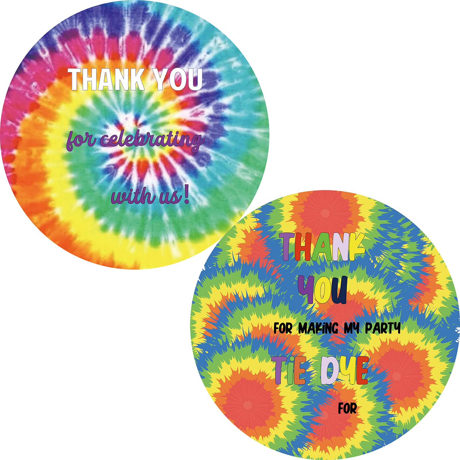 Hilgue, 80 Pcs Tie Dye Thank You Stickers, Tie Dye Thank You Stickers, 60's Groovy Party Favors Labels Birthday Baby Shower Decorations (2 Inches), 2 Inch (Pack of 80)