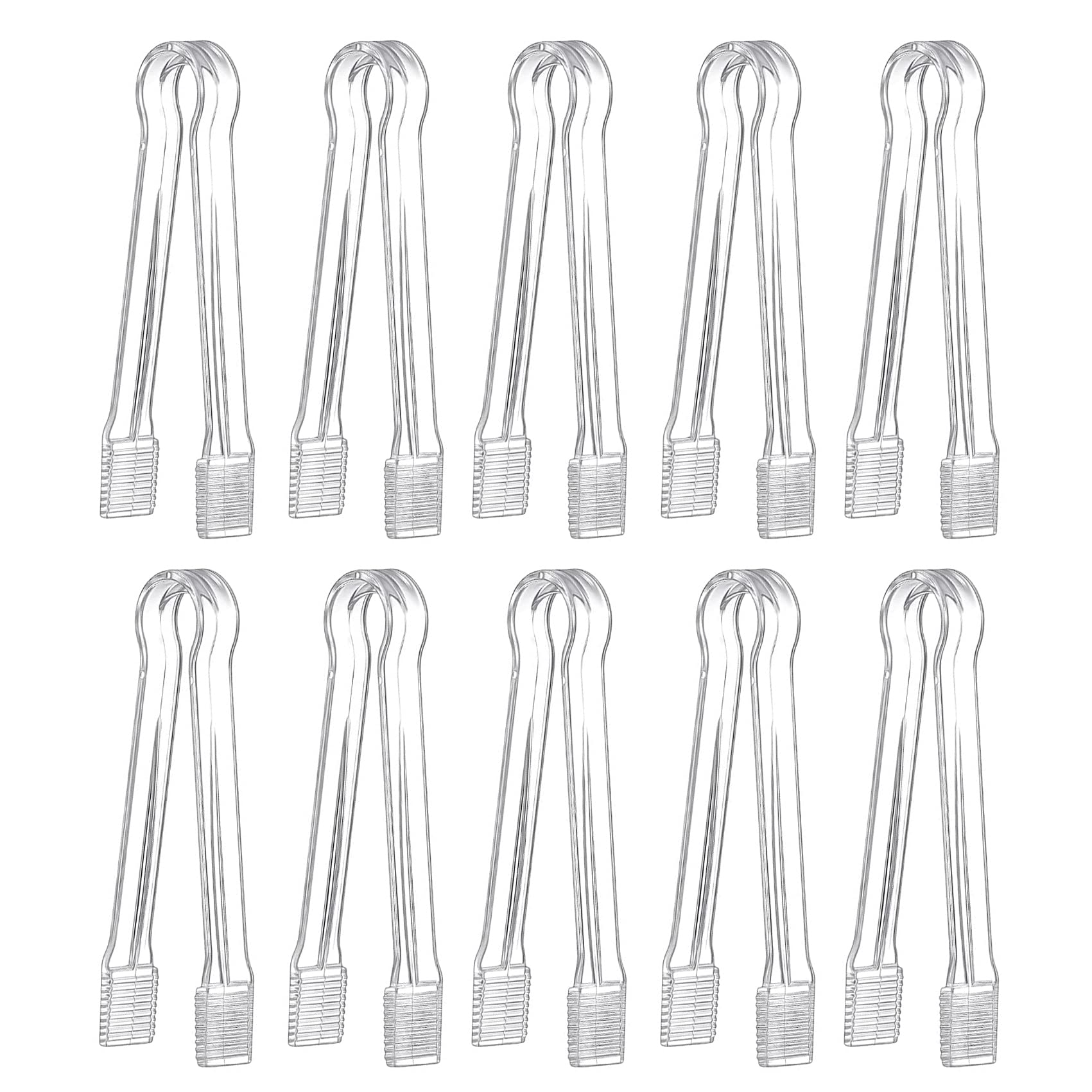 10 Pcs Plastic Serving Tongs, 6.3 Inch Mini Clear Plastic Tongs for Appetizers, Serving Food, Ice Cube, Tea, BBQ, Candy
