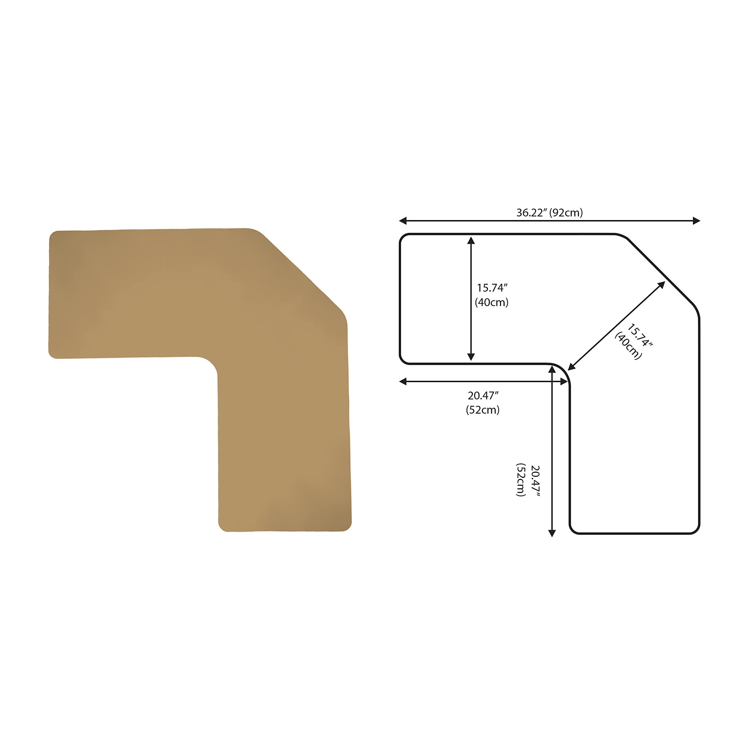 Con-Tact Brand XL Corner Desk Pad | Waterproof Anti-Slip PU Leather | Large Corner Computer Workstation Protection |Mouse Pad Gaming Pad | 36" X 15.7" L Shape |Dual Sided (Sand/Gray)