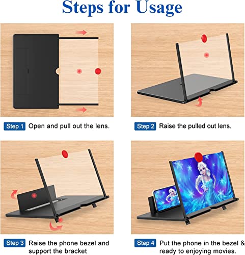 18" Screen Magnifier for Cell Phone - Mobile Phone 3D HD Magnifying Projector Screen Enlarger for Movies, Videos and Gaming – Foldable Phone Stand with Screen Amplifier–Compatible with All Phones
