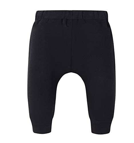 AIUI-HARNSBORN Baby 2 Pack Flexy Pants and Leggings, Infant Boys Girls Tapered Ankle Jogger Pants(12-18 Months, Blue/Black)