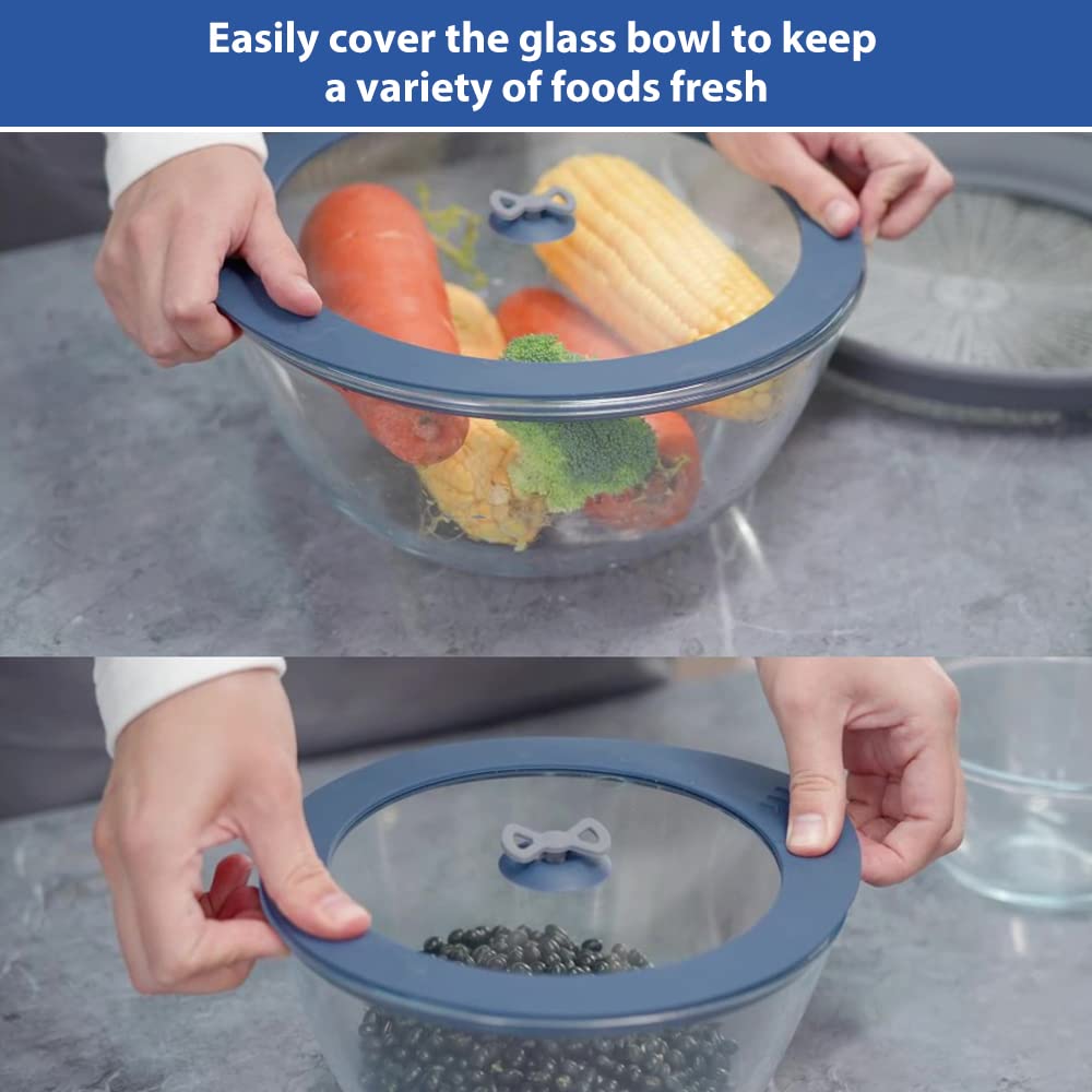 2 Pack Replacement Lids for Pyrex 7201-PC 4 Cup Glass Containers Mixing Bowl Silicone Storage Cover Leakproof Navy