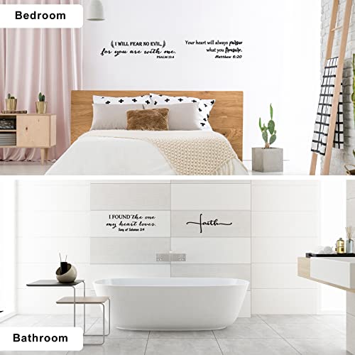 12 Styles Bible Verse Wall Decals Inspirational Wall Decals Peel and Stick Vinyl Christian Wall Decal Prayer Wall Decor Butterfly Quotes Wall Decor Stickers Wall Art Sticker for Bedroom (Black)