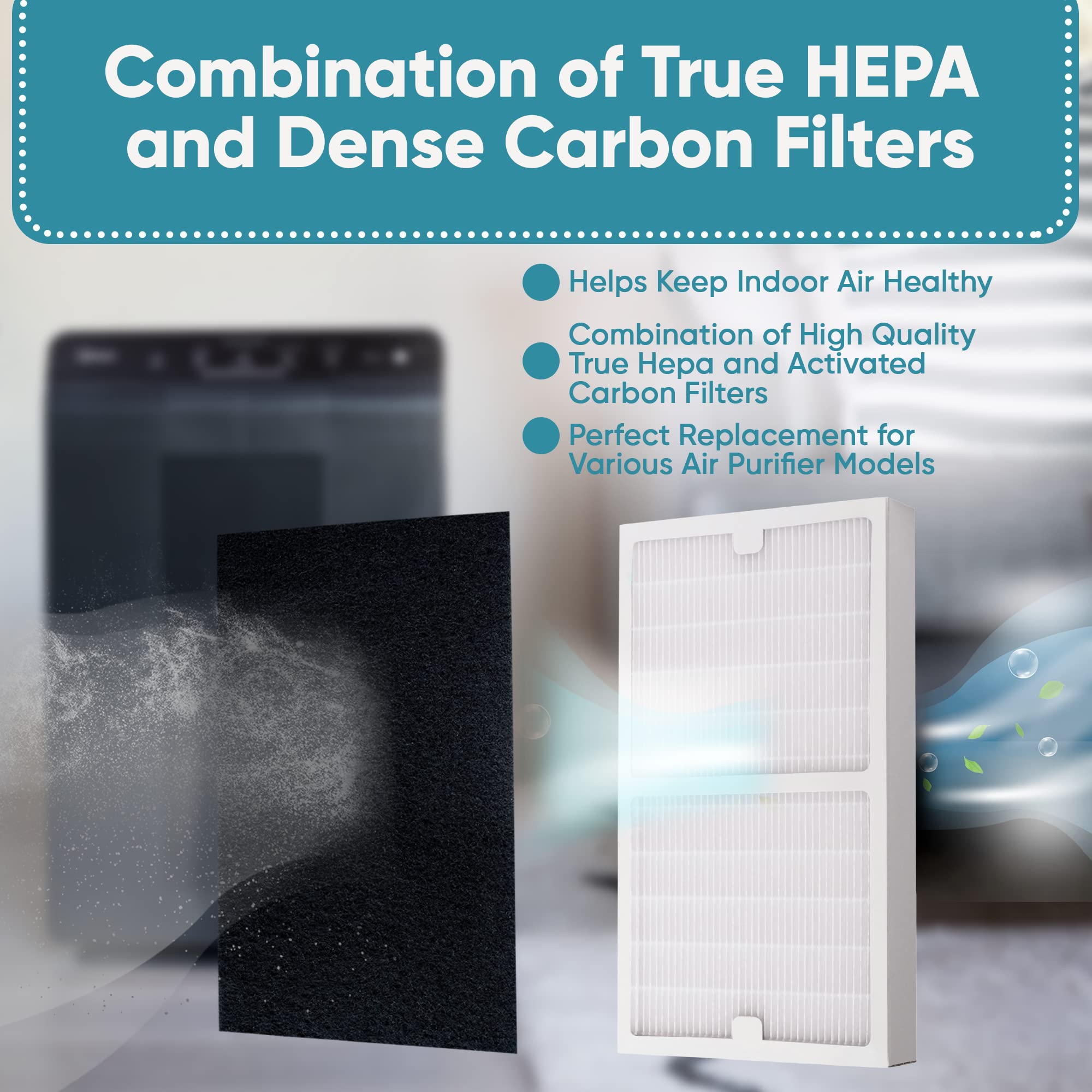 2 Pack Replacement Filters - C - for Idylis Air Purifiers IAP-10-280, IAP-10-200, Part# IAF-H-100C