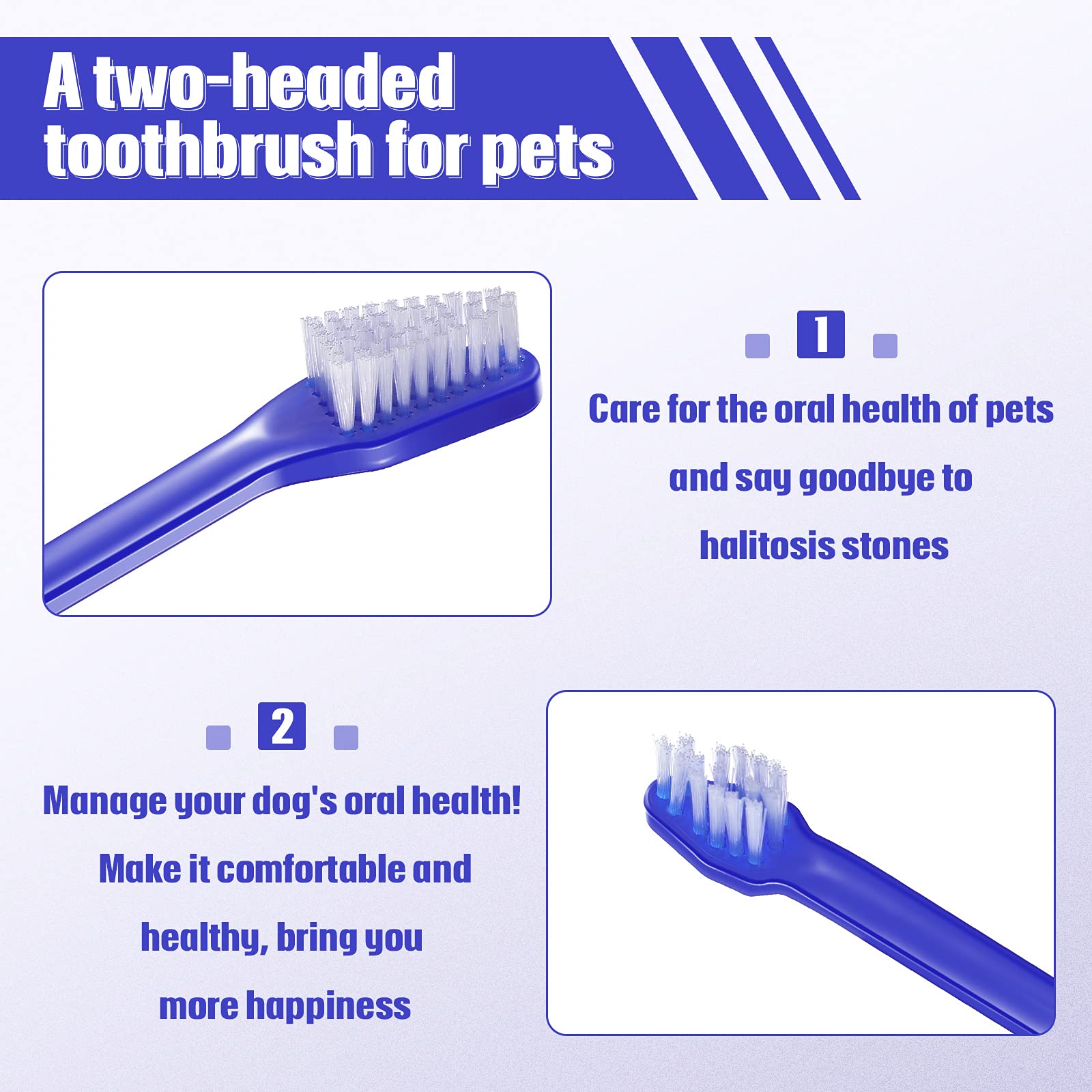 100 Pieces Dog Toothbrush Kit Set Double-Headed Toothbrush Long Handle Tooth Brush Soft Bristle Pet Tooth Brush for Small Medium Large Pet Cat Teeth Cleaning Set