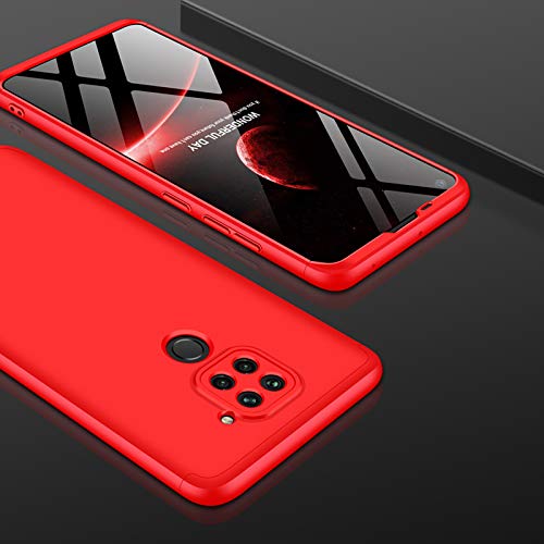 Asdsinfor Compatible with Xiaomi Redmi Note 9 Case 3 in 1 360 Degree Full Body Case Premium Slim Hard PC Plastic Anti-Scratch Bumper Compatible with Xiaomi Redmi 10X 4G 3 in 1 Red AD
