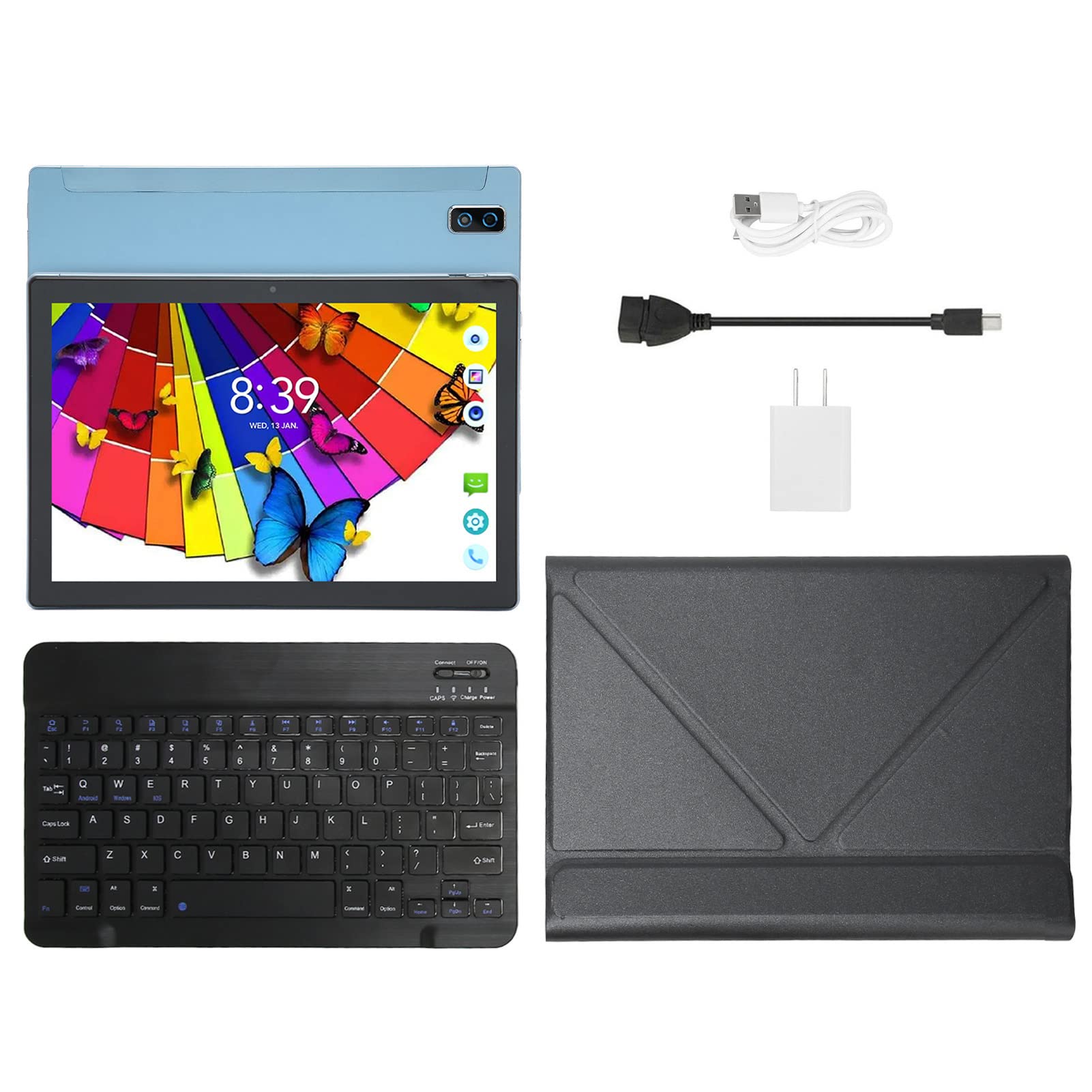 10 Inch Tablet, 8800mAh IPS Octa Core Tablet PC with Dual Camera for Home (Blue)