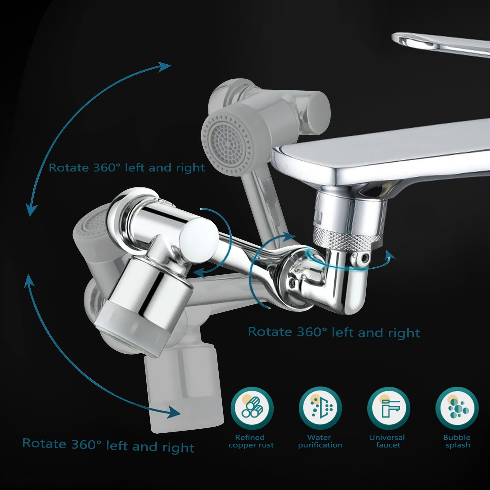 1080° Faucet extender, Upgrade Swivel Faucet Aerator, Universal Splash Faucet Adaptor with 2 Spray Modes for Kitchen Bathroom Sink Sprayer Attachment, perfect for Gargle and Eyewash etc- 1 piece