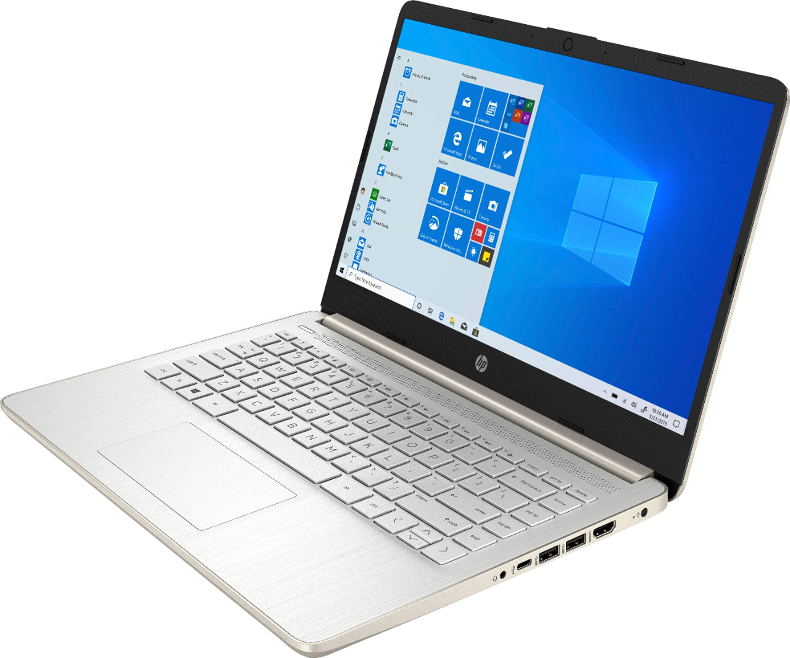 HP 2021 Newest Premium 14-inch HD Laptop| Intel Celeron N4020 to 2.8GHz 8GB RAM 192GB(64GB SSD+ 128GB SD Card)| Webcam Bluetooth HDMI USB-C Wi-Fi| Win 10 S with 1 Year MS 365| VAATE Bundle| Pale Gold