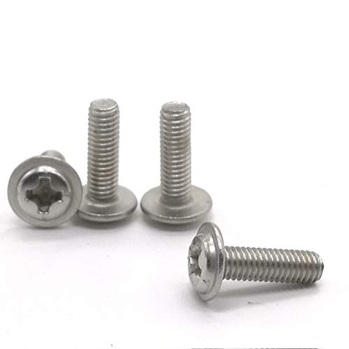 50Pcs M2 M2.5 M3 M4 PWM DIN967 304 Or Black Pan Padded Screws Referral for Computer Case Chassis Fixed Motherboard Screws with Pad - (Size: M3 50PCS/ 6mm/ 304 Stainless Steel) SCRW-096092