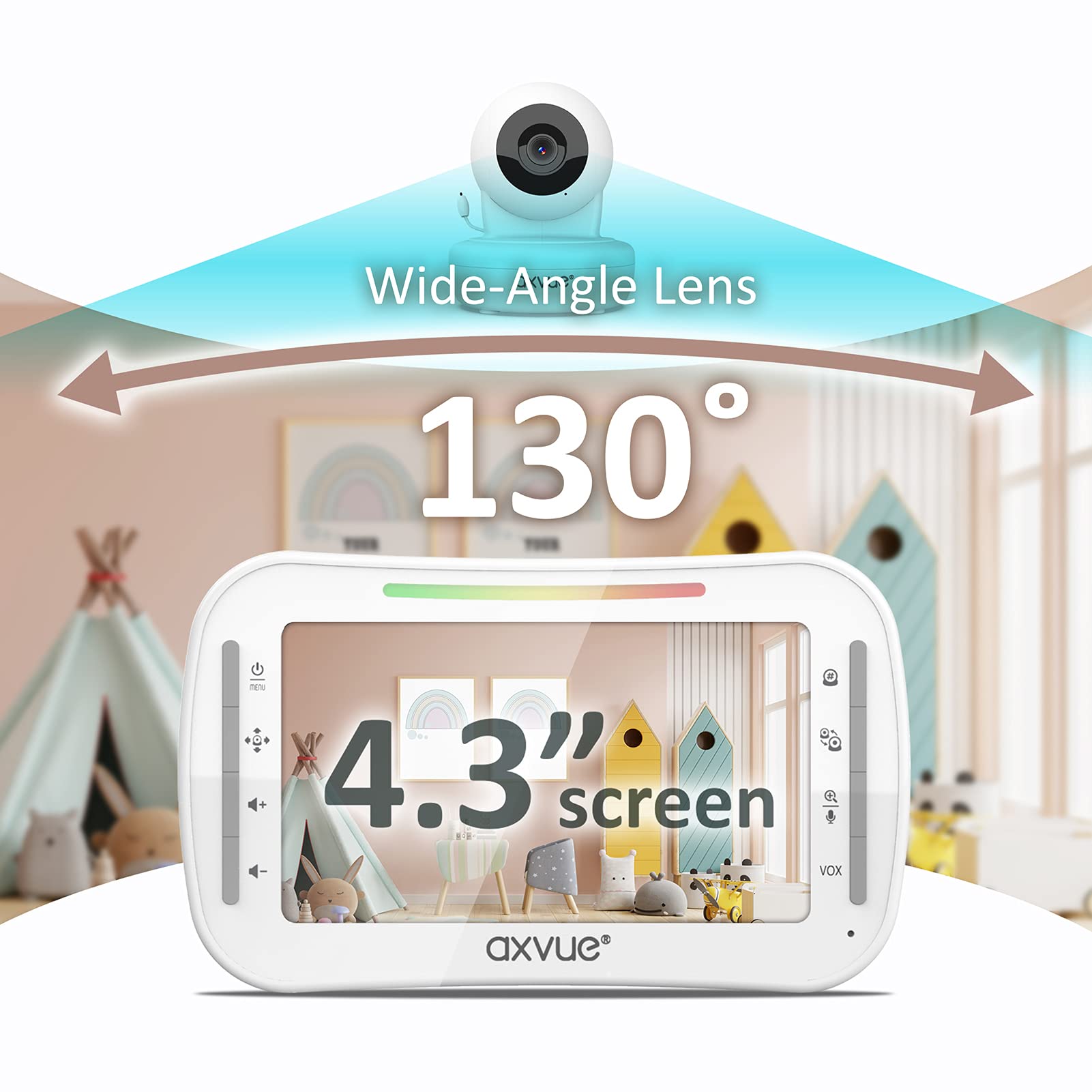 Video Baby Monitor with 4.3" Display & Remote Pan Tilt Camera, Auto Night Vision & Temperature Display,1000ft Long Range, 2-Way audio Talk,12 Hours Battery, Power Saving Mode, Vox, Zoom in, No Wifi